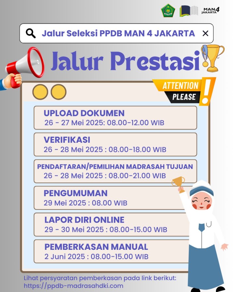 INFORMASI PPDB MAN 4 JAKARTA (JALUR PRESTASI) – MAN 4 Jakarta